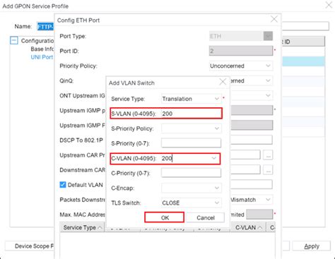 Service Profile Create By Imaster Nce Fan Nms Gpon Solution