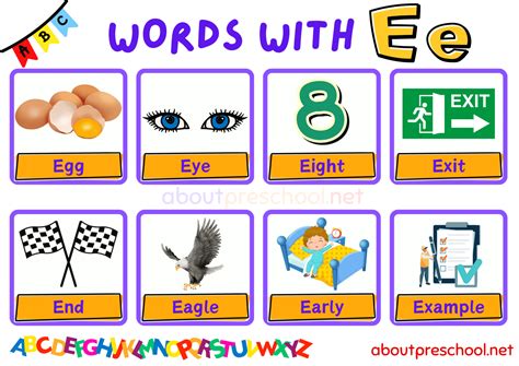 Words That Begin With E About Preschool