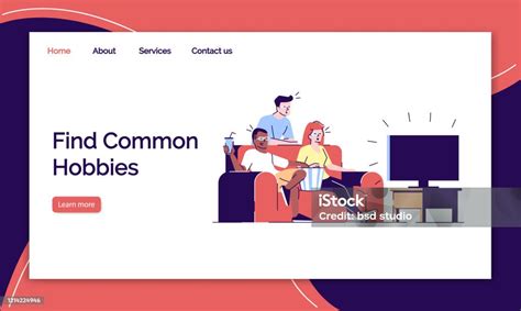 일반적인 취미 방문 페이지 벡터 템플릿 집합입니다 평면 일러스트와 함께 웹 사이트 인터페이스 아이디어를 함께 Tv를 보고 영화 팬 홈페이지 레이아웃입니다 재미있는 웹 배너