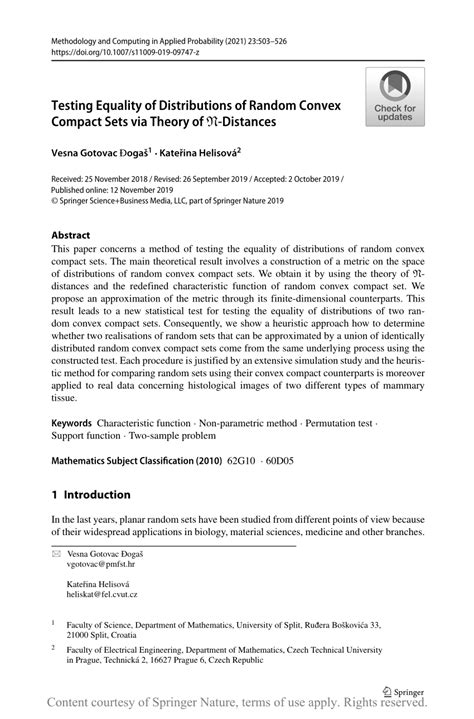 Testing Equality Of Distributions Of Random Convex Compact Sets Via