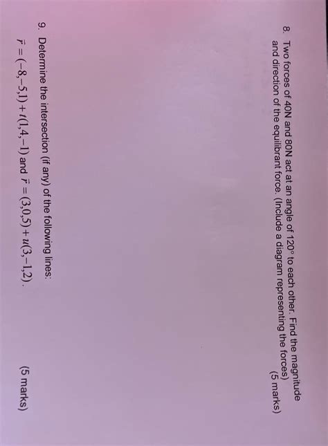 [solved] Answer Fully Please 8 Two Forces Of 40n And 80n Act At An Angle Course Hero