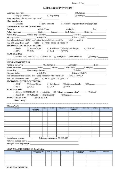 Sampling Survey Form Sampling Survey Form Lugar Nga Gipuy An Studocu