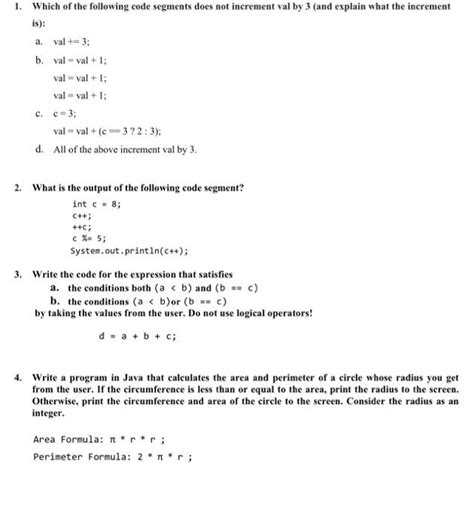 Solved 1 Which Of The Following Code Segments Does Not