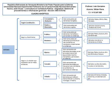 Cuadro Sinóptico Esquema De Tipos De Sistemas Sistema Según
