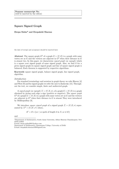Pdf Square Signed Graph