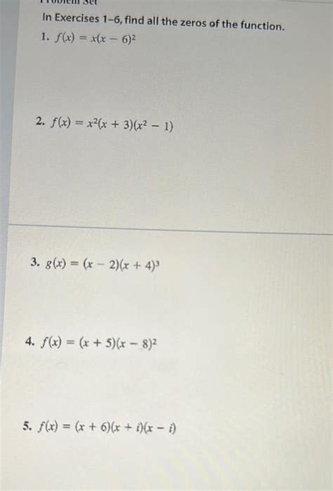 Answered In Exercises 1 6 Find All The Zeros Of The Function 1 F X X