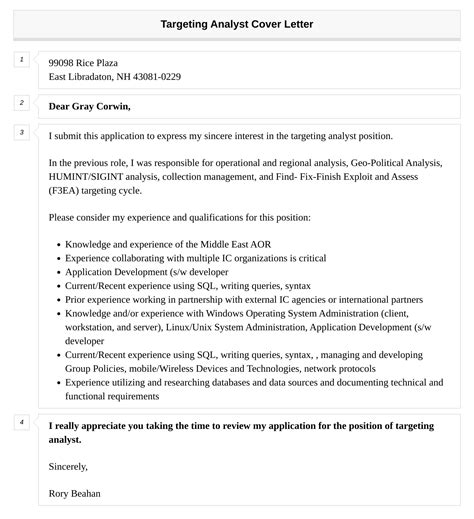 Targeting Analyst Cover Letter Velvet Jobs