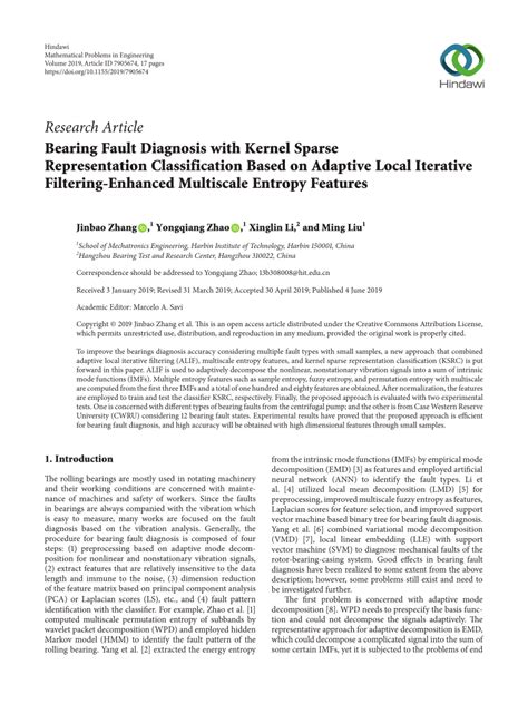 Pdf Bearing Fault Diagnosis With Kernel Sparse Representation Classification Based On Adaptive