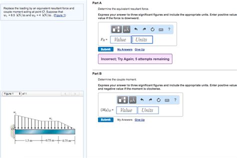 Solved Part A Replace The Loading By An Equivalent Resultant