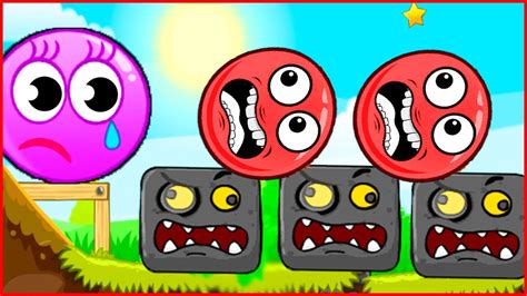 Крутой красный шарик проверяет на прочность злых квадратов Игра Red Ball 4 от Котика Браяна про