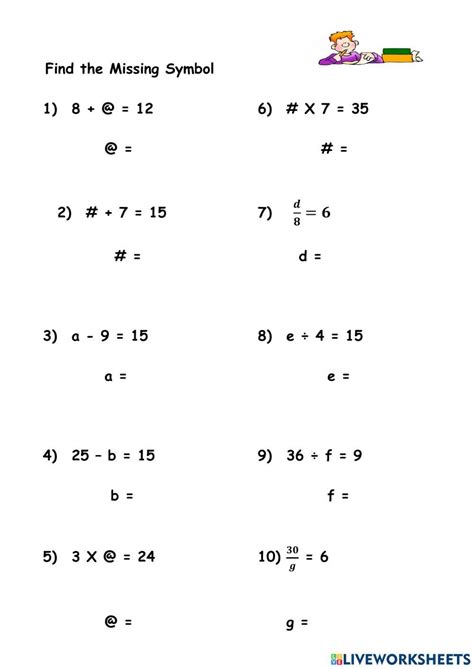Finding Missing Symbols Worksheet Live Worksheets Worksheets Library