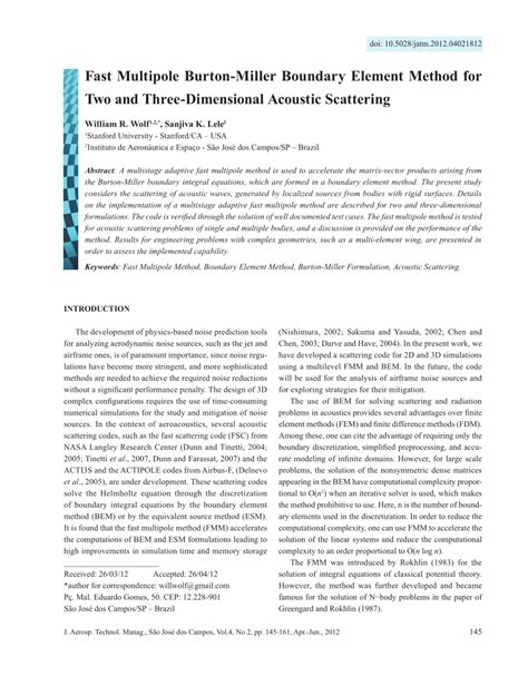 Pdf Fast Multipole Burton Miller Boundary Element Method For Two And