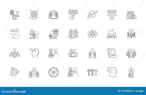 Institutional Framework Line Icons Collection Governance Policy