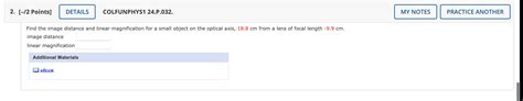 Solved Find The Image Distance And Linear Magnification For