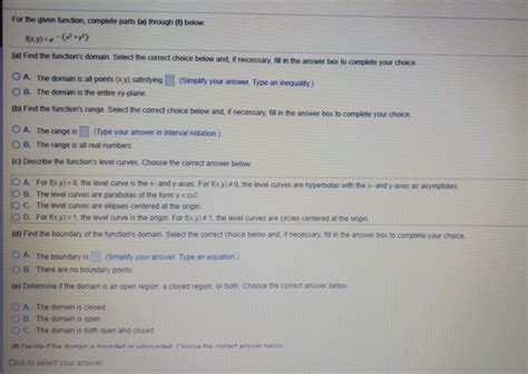 Solved For The Given Function Complete Parts A Through