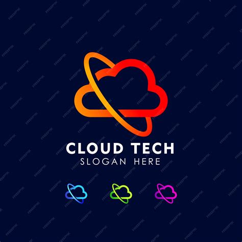 클라우드 기술 로고 디자인 아이콘 템플릿 프리미엄 벡터