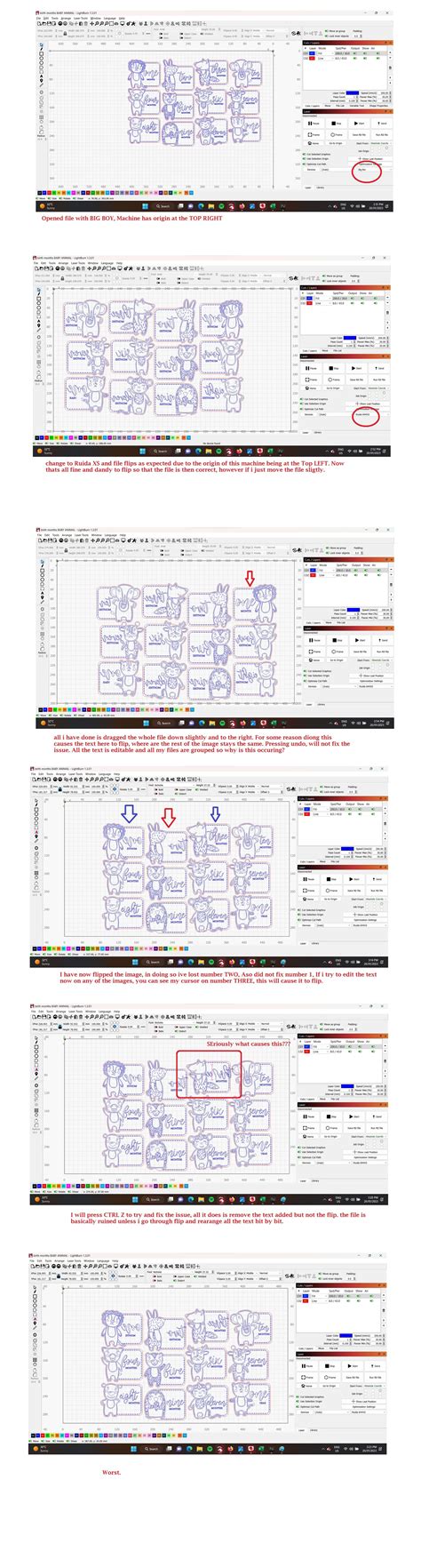 cutting files flips when switching between lasers lightburn software