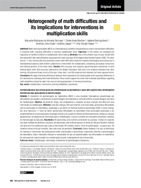 Pdf Heterogeneity Of Math Difficulties And Its Implications For Interventions In