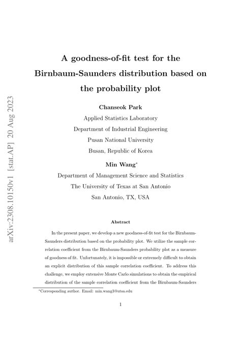 Pdf A Goodness Of Fit Test For The Birnbaum Saunders Distribution