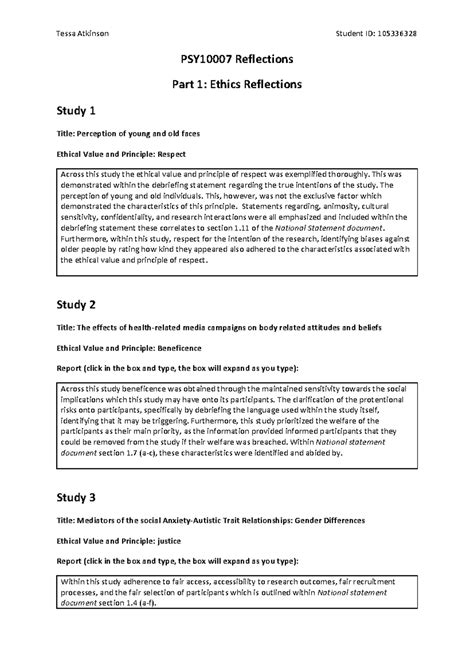 Assignment 2 Brainandbehaviour Psy10007 Psy10007 Reflections Part 1