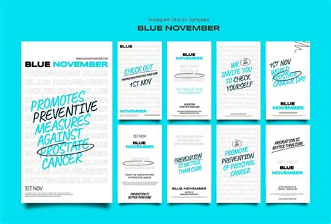 푸른 11월 축하를 위한 인스타그램 스토리 컬렉션 무료 Psd 파일