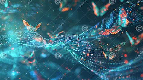 An Abstract Image Of Code Streams Transforming Into A Swarm Of Virtual Bugs Illustrating The