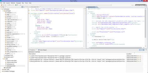 Warnings In Dart Editor When Creating A Sample Web Application Using