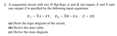 Solved A Sequential Circuit With Two D ﻿flip Flops A And B