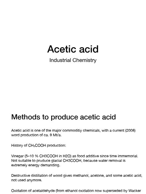 Acetic Acid Industrial Chemistry Pdf Acetic Acid Methanol