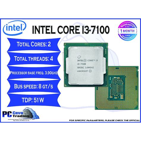 Intel I3 7100 7th Gen Processor Socket Lga 1151 Shopee Philippines