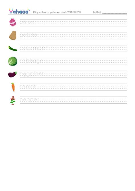 Free Worksheet On Types Of Vegetables Write Between The Yahaaa