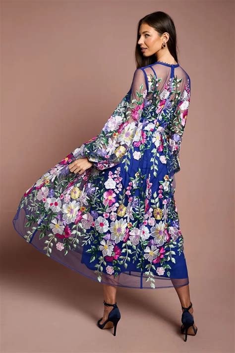 Coast Muse Long Sleeve Embroidered Maxi Dress Coast Fashion Multicolour