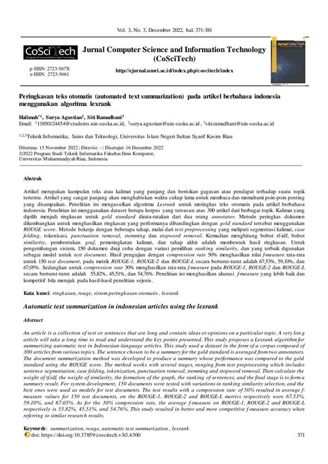 Solution Peringkasan Teks Otomatis Automated Text Summarization Pada