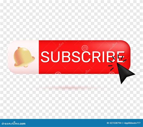 3d Icon Realistic Concept Red Subscribe Button Pointer Clicking Vector