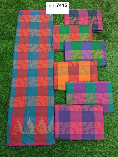 Party Wear Plain Printed Cotton Sarees 6 M With Blouse Piece At Rs