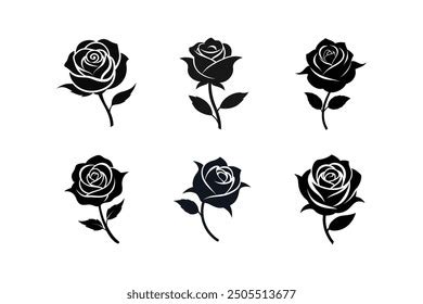 Rose Black Silhouette Vector Illustration стоковая векторная графика