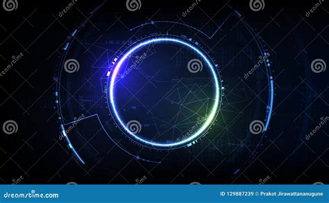 Technological Future Cyber Hud Interface Geometric Cell Abstract Stock Vector Illustration Of