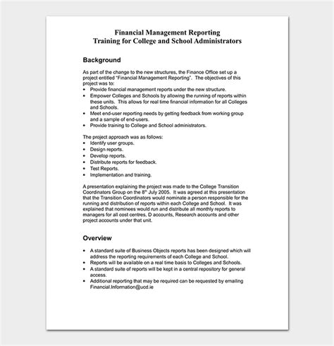 Monthly Management Report Free Samples Examples