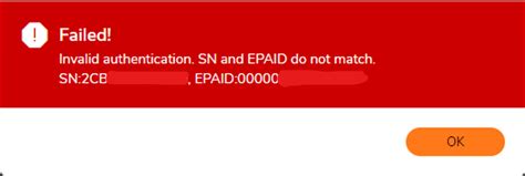 solución al error invalid authentication sn and epaid do not match sonicwall