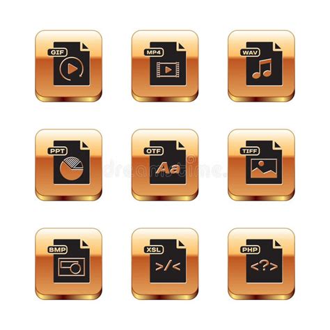 Set  File Document Bmp Xsl Otf Ppt Wav Php And Mp4 Icon