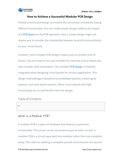 How To Achieve A Successful Modular Pcb Design Pdf Printed Circuit Board Electronics