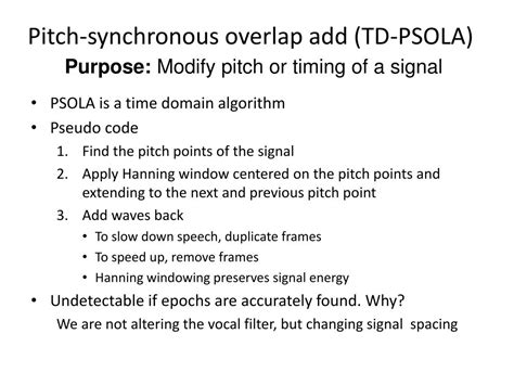 ppt pitch synchronous overlap add td psola powerpoint presentation id 3212259