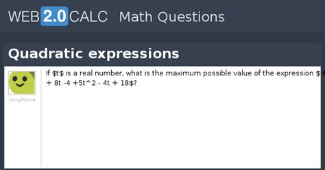 View Question Quadratic Expressions