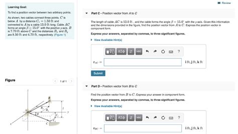 Solved Review Part C Position Vector From A To C Learning Chegg