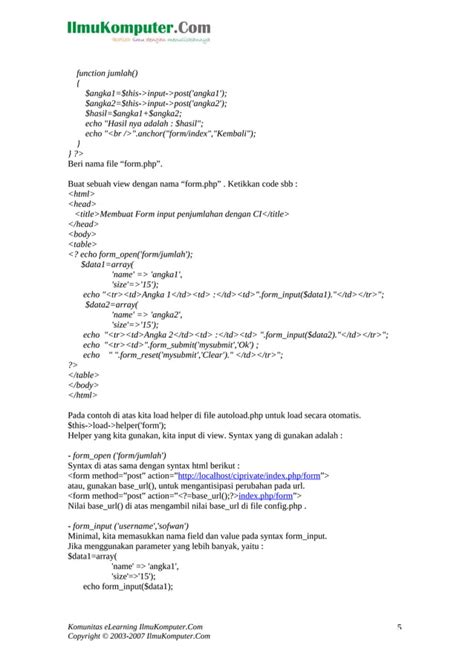 Belajar Php Dengan Framework Code Igniter Pdf