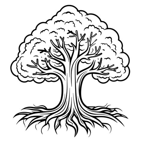 Illustration Of A Tree With Roots Outline Icon Ideal For Nature And