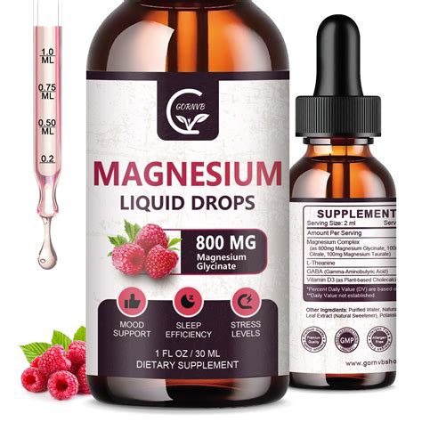 Gornvb 2 Pack Magnesium Glycinate Liquid Drops 1000mg