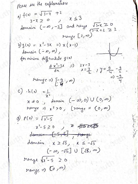 Solved Write The Domain And Range Of Each Function In Set Notation A