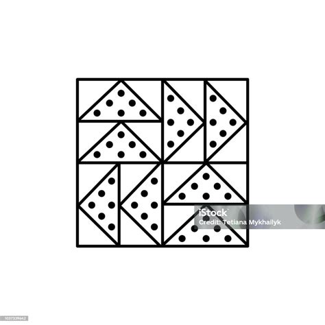 블랙 화이트 비행 거 위 퀼트 패턴의 일러스트 벡터 선 퀼트 및 패치워크 기하학적 디자인 서식 파일의 아이콘입니다 흰색 배경에 고립 아이콘에 대한 스톡 벡터 아트 및 기타