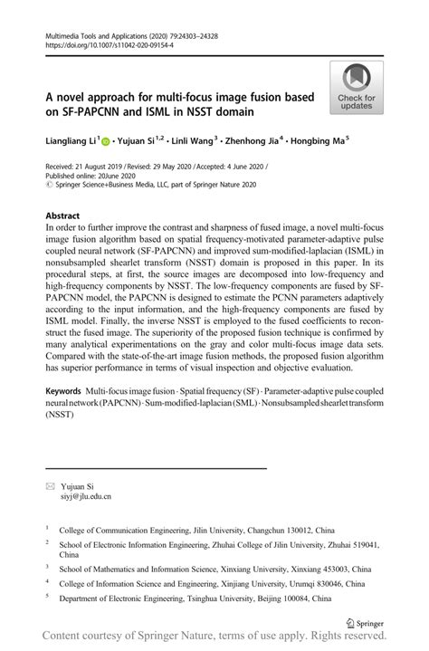 a novel approach for multi focus image fusion based on sf papcnn and